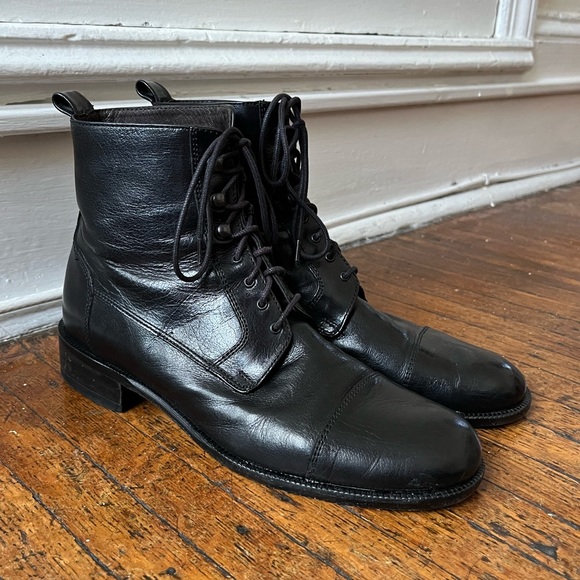 Shoes | Clif Italian Made Black Leather Lace Up Boots Size 85 | Poshmark